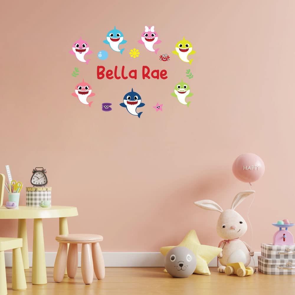 Shark Custom Name Nursery Baby Boy Wall Decal Vinyl Sticker for Kids | Home Décor | Custom Kids Room Decal | Bedside Decals