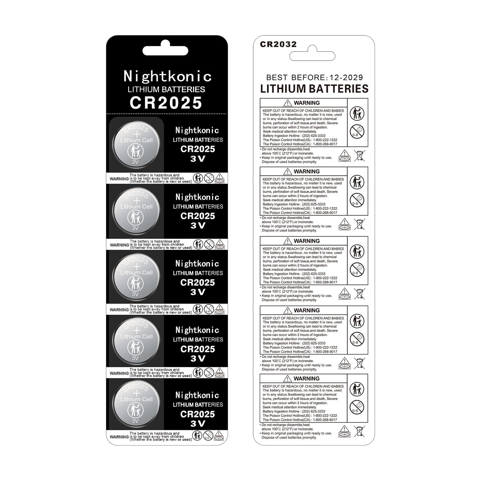 Nightkonic 40 - CR2025 Battery 3v Lithium Button Cell Coin 2025 Batteries
