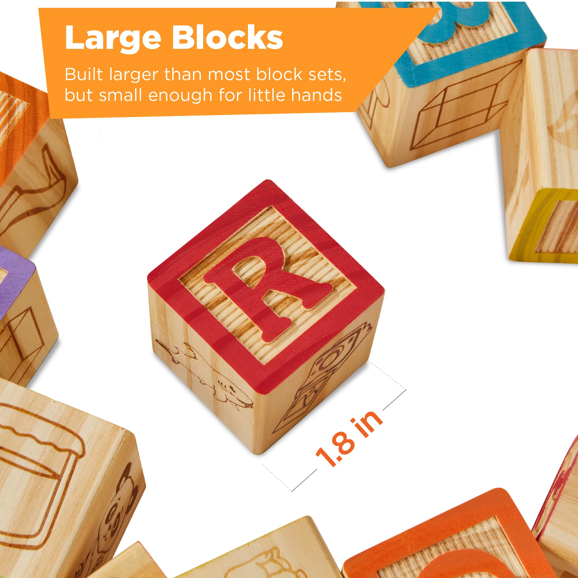 Best Choice Products 40-Piece Kids Wooden ABC Block Set, Building Education Construction Alphabet Letters & STEM Toy for Toddlers w/Carrying Case