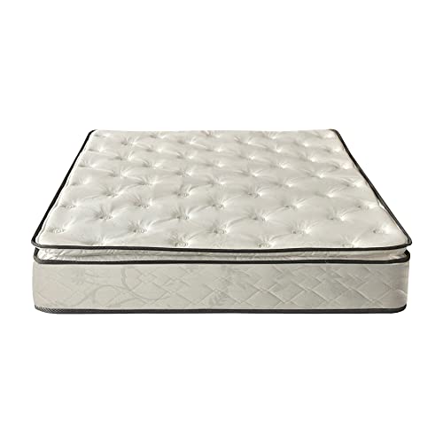 Greaton Medium Plush Pillowtop Innerspring Fully Assembled Mattress, Good for The Back, 75" X 48", White with Black Tape