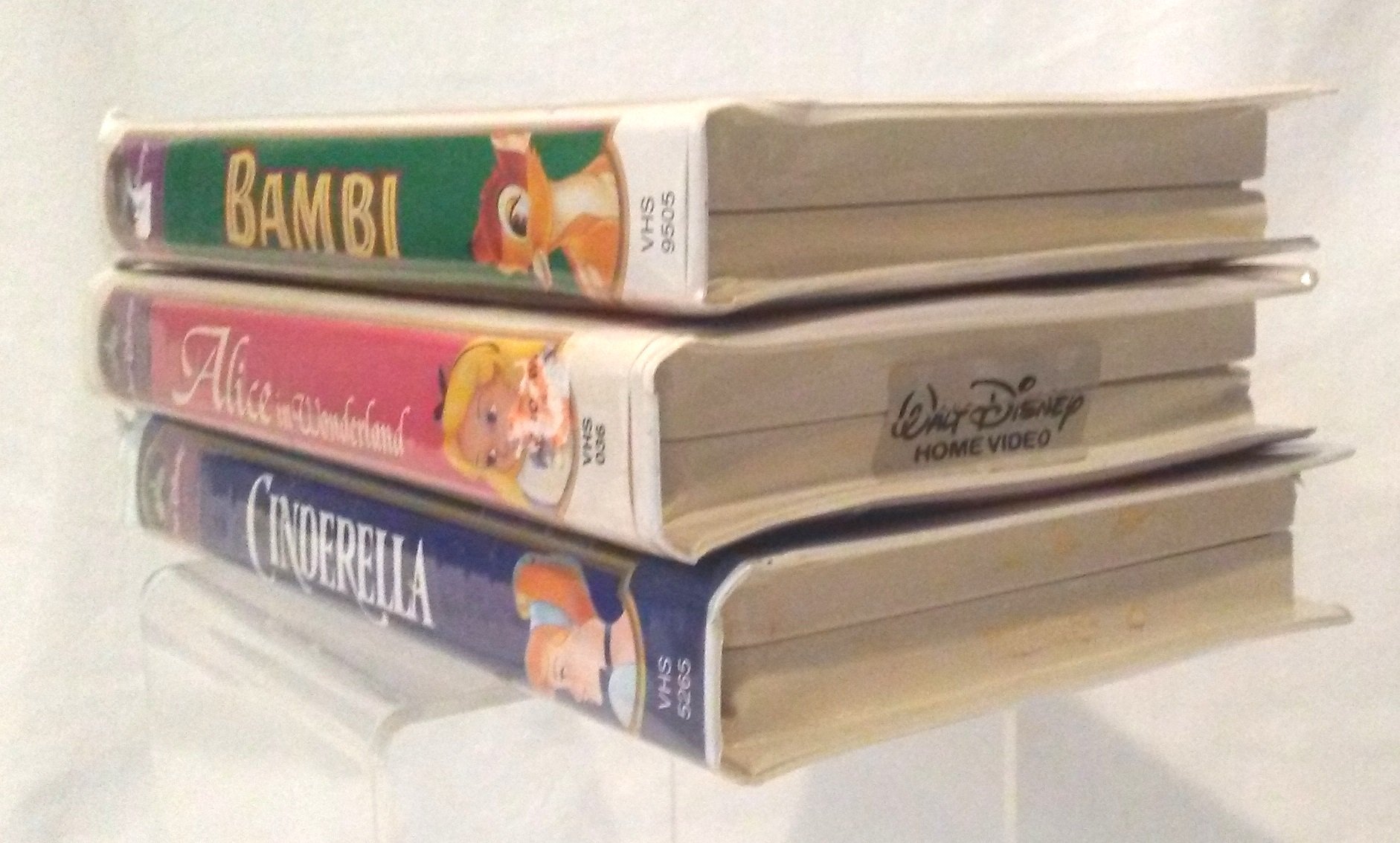 Set of 3 Disney Family Entertainment Videos ~ Bambi VHS, Cinderella VHS, Alice in Wonderland VHS