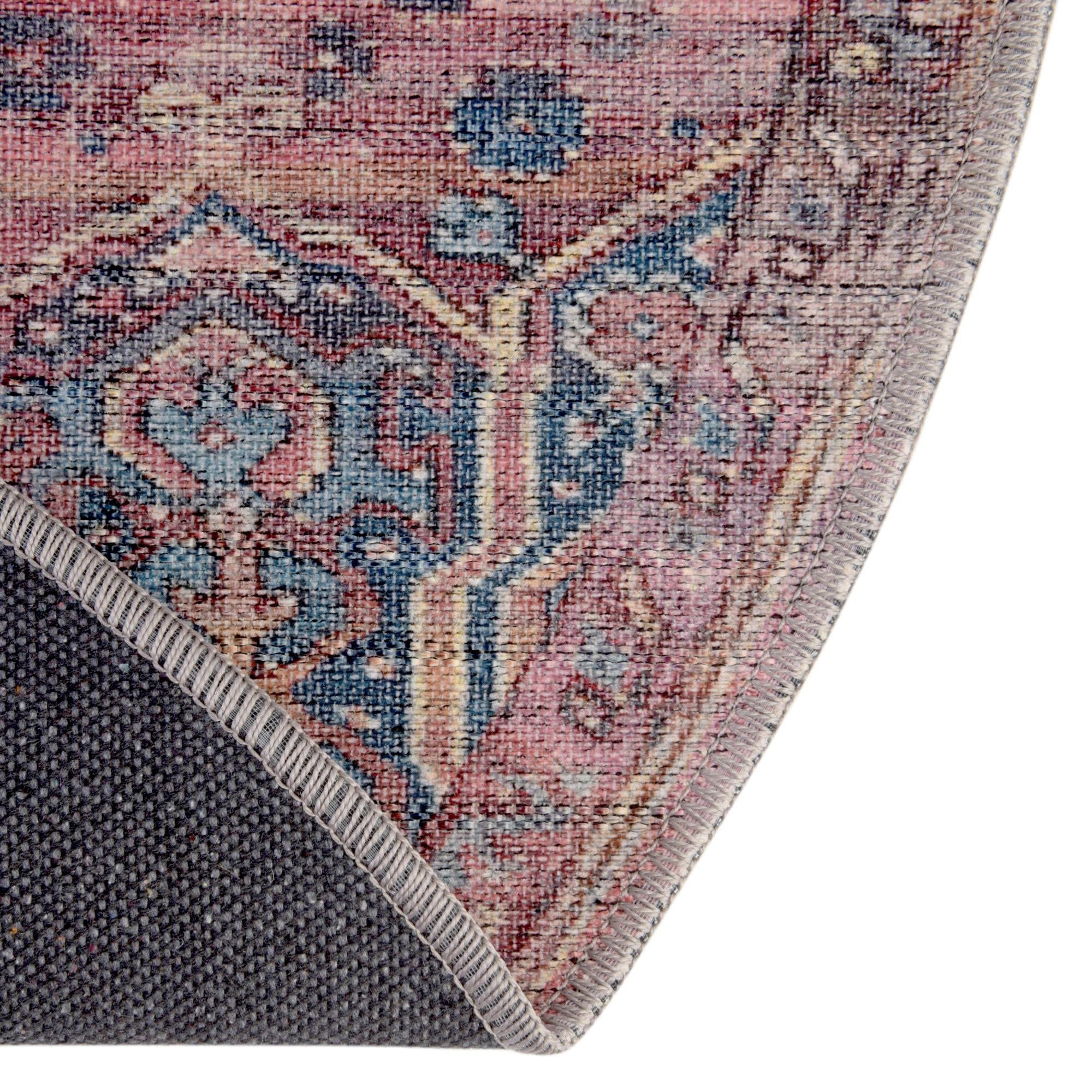 Rugs.com Maahru Collection Washable Rug – 2' x 3' Oval Rust Red Low-Pile Rug Perfect for Living Rooms, Large Dining Rooms, Open Floorplans