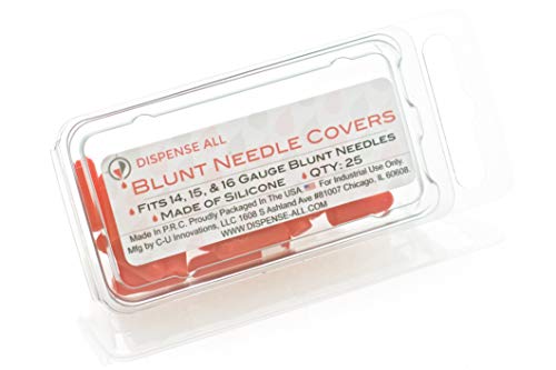 Dispense All - Blunt Needle Covers, Red, Fits 14, 15, & 16 Gauge (QTY 25)
