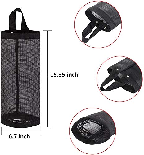 Plastic Bag Holder, Hanging Folding Mesh Garbage Bag for Home and Kitchen Plastic Bag Storage (Black 2 Pack)