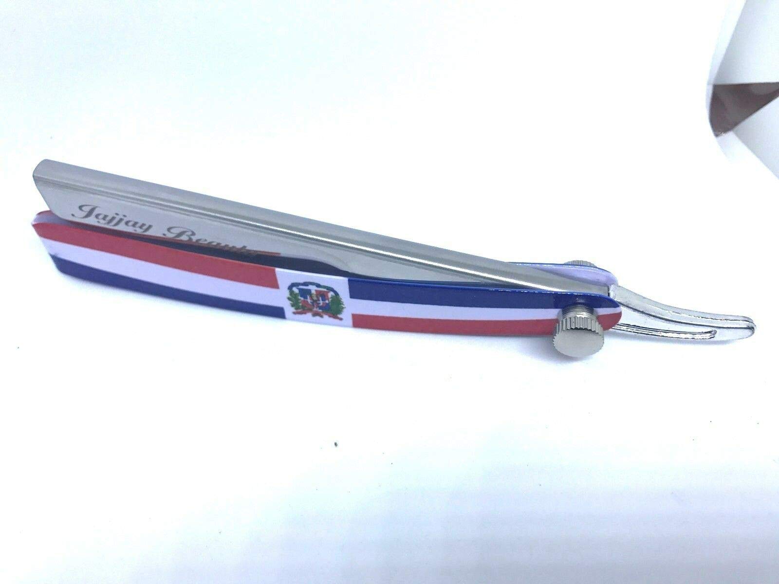 Dominican Flag Straight Edge Barber Razor Folding Shaving Razor