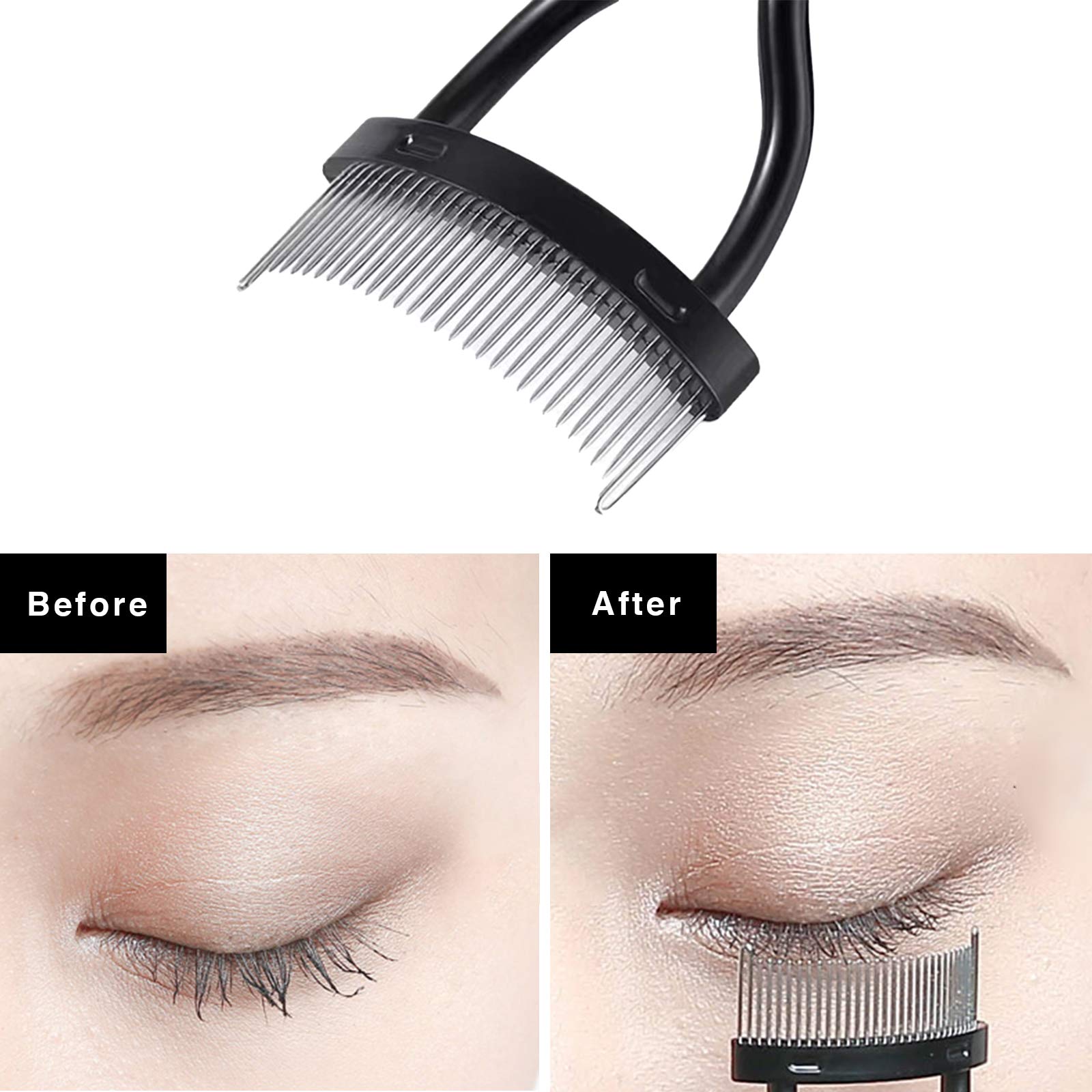 GreenLife 3Pcs Professional Eyelash Comb lash brush Duo Eyelash Brush Curlers Double-Ended Dual Eyebrow Brush Mascara Spoolie Separator Angled Brow Brush Steel Makeup Grooming Tool