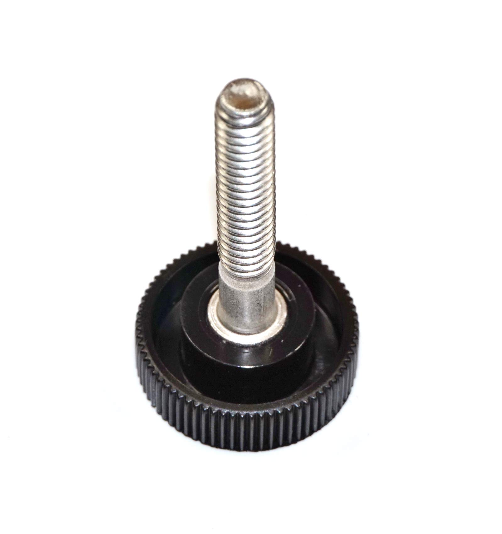 Four (4) Thumb Screws 1/4-20 x 1-1/2" Long Stainless Steel 1" Round Knurled Black Plastic Knob