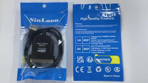 SinLoon USB to Parallel Port Adapter USB to IEEE1284 CN36 Parallel Printer Cable Adapter for Printer (2.8FT)