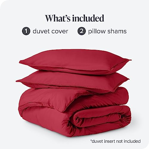Bare Home Duvet Cover Queen Size - Premium 1800 Super Soft Duvet Covers Collection - Lightweight, Cooling Duvet Cover - Soft Textured Bedding Duvet Cover (Queen, Red)