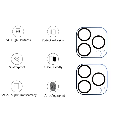 Ailun Camera Lens Protector for iPhone 13 Pro 6.1" & iPhone 13 Pro Max 6.7",Tempered Glass,9H Hardness,Ultra HD,Anti-Scratch,Easy to Install,Case Friendly [Does not Affect Night Shots] [2 Pack]