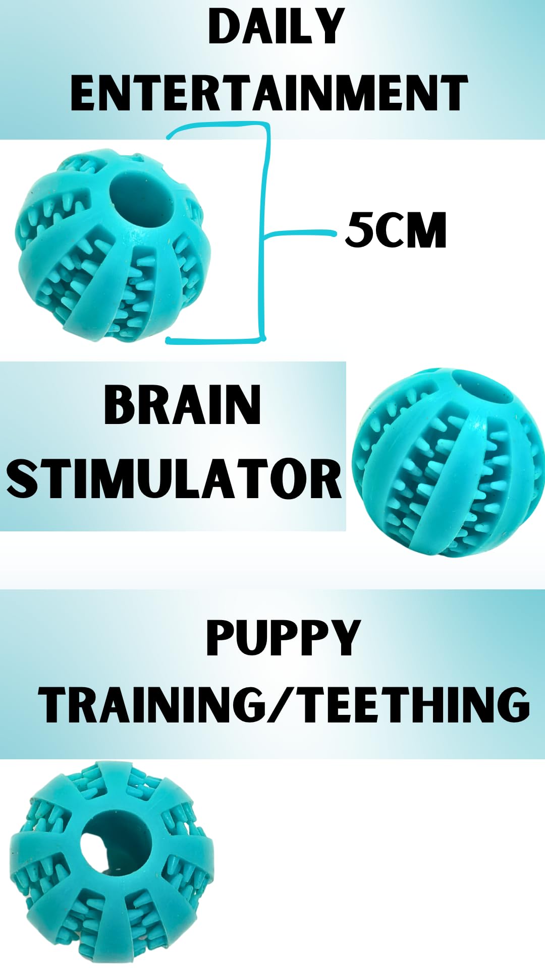 Small Dog Chew Toy, Dog Ball, Treat Dispenser, Interactive Toy, Puppy Trainer, Slow Feeding-3 Pack Great for Labrador Retriever and Mixed Breeds