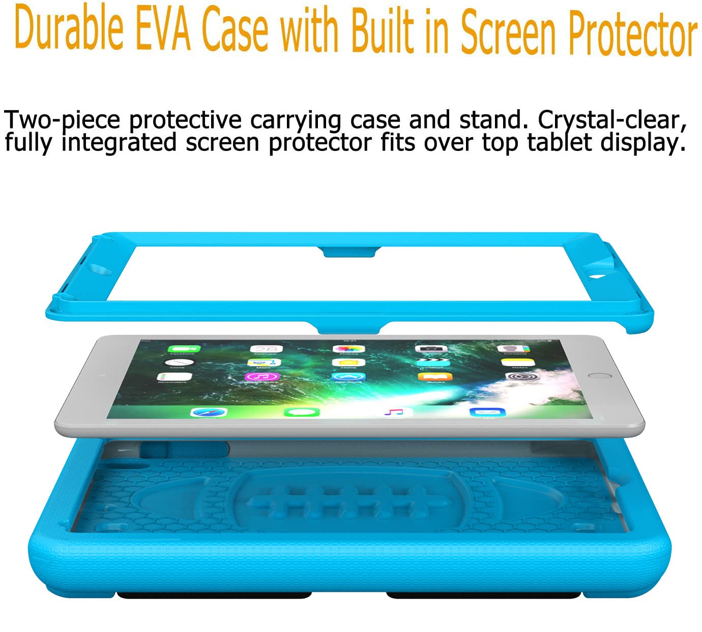 LEDNICEKER Kids Case for iPad 9.7 2018/2017 & iPad Air 2 - [Built-in Screen Protector][Light Weight Handle] Shockproof Stand Case for iPad 9.7 inch 2018(6th Generation) / 2017(5th Gen) - Blue
