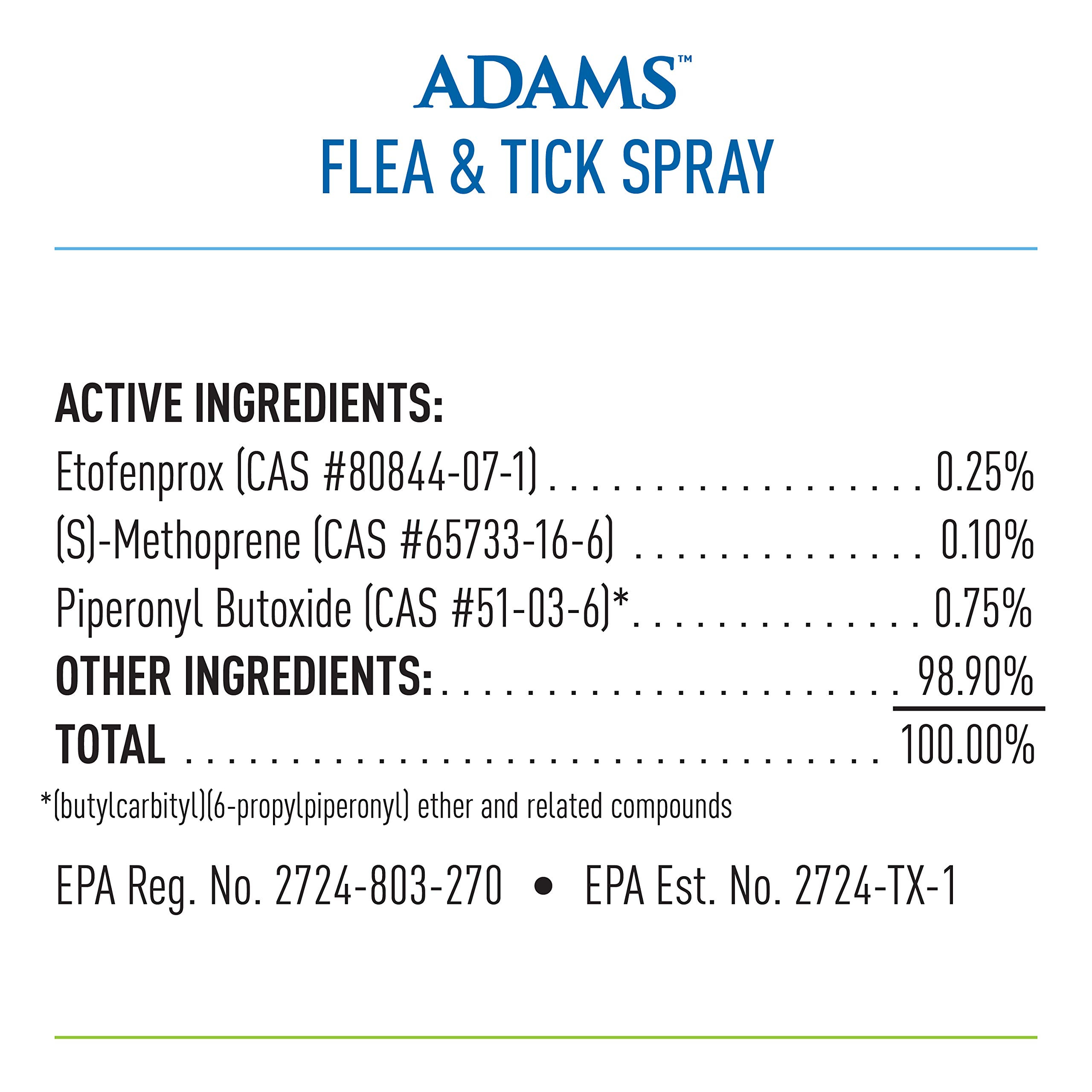 Adams Flea & Tick Spray For Dogs and Cats | Kills Fleas and Ticks Through Contact, Kills Flea Eggs, Flea Larvae, and Prevents Flea Egg Hatch | Controls Flea Reinfestation For Up To 2 Months | 16 Oz