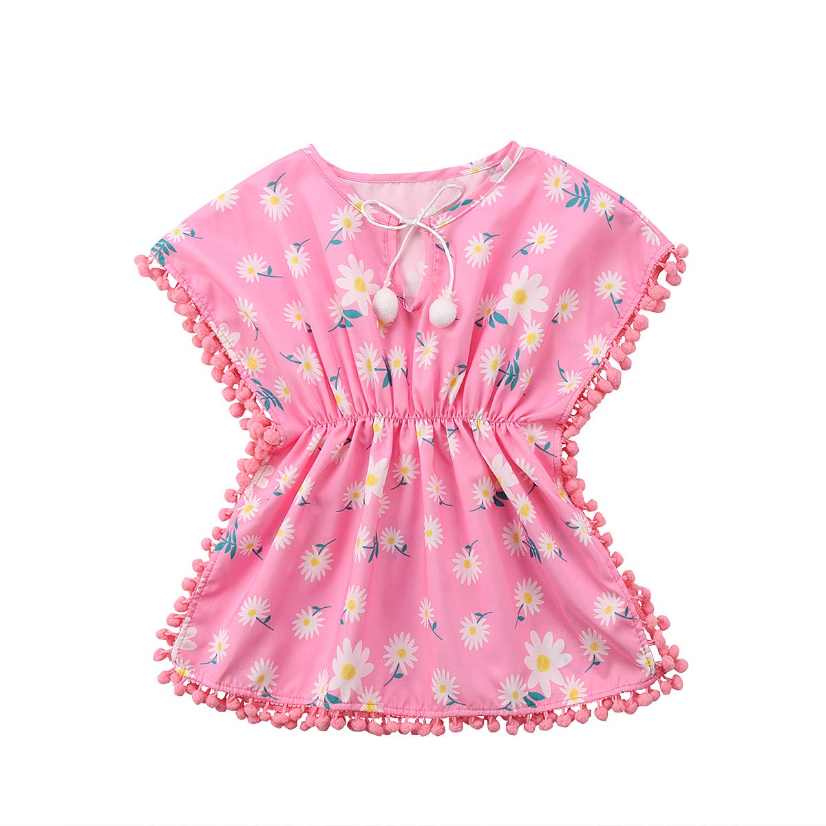 Douhoow Toddler Baby Girls Swim Cover-up Beach Sundress Summer Poncho Rash Guards (Pink, 1-2T)