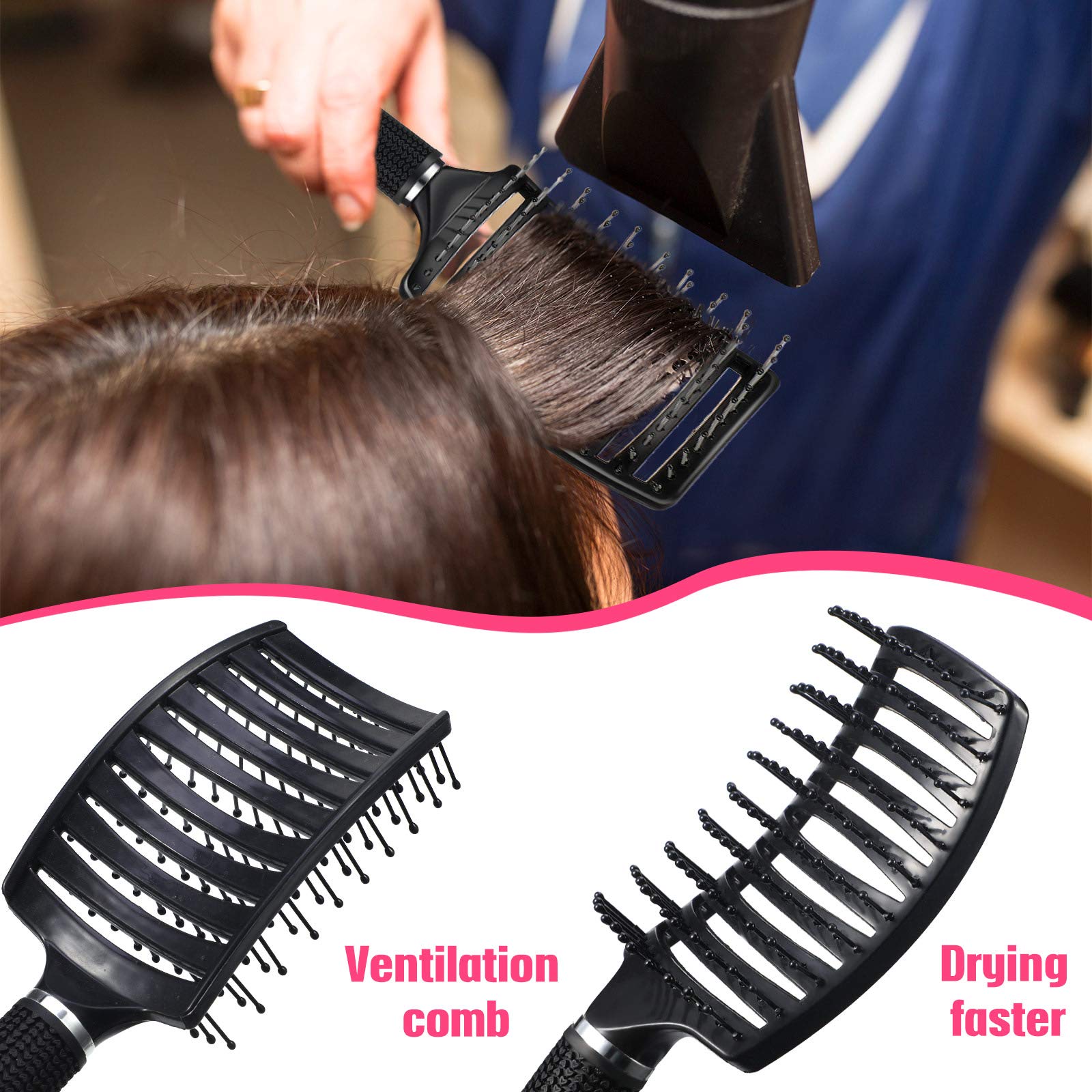 Patelai 4 Pieces Vent Hair Brushes Detangling Curved Brushes Massage Vented Styling Hair Comb Barber Hairdressing for Women,4 Color
