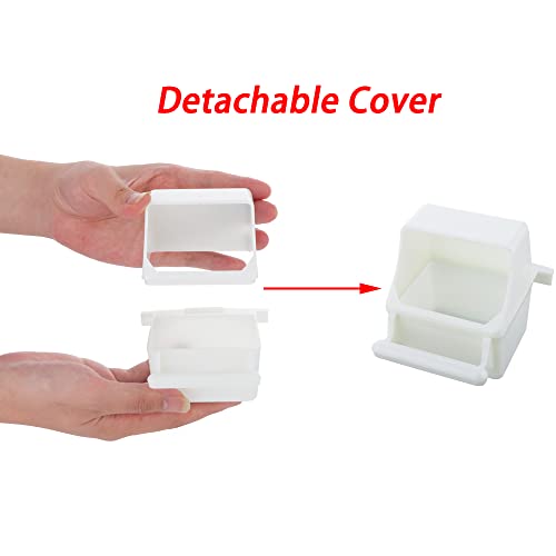 4 Pcs Bird Small Slot Feeder Plastic Food and Water Dispenser Bowl No Mess Cage Hanging Feeder Cup (White)