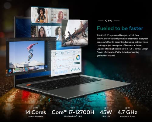 Asus 2022 Latest Vivobook S 14X 14.5 OLED 2.8K 120Hz Laptop, 14 Cores Intel Evo 12th Gen i7-12700H, 100% DCI-P3 Pantone 600nits 16:10, Wi-Fi 6E, Backlit KB, Thunderbolt 4 (16GB RAM