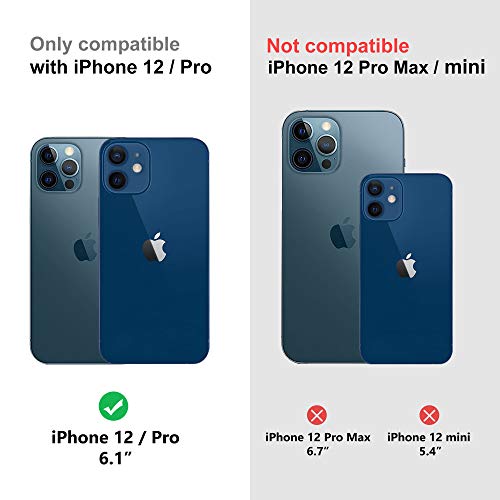 Arae Case for iPhone 12 / iPhone 12 Pro 6.1 inch Wallet Case Flip Cover with Card Holder and Wrist Strap for iPhone 12 / iPhone 12 Pro 6.1 inch - Black