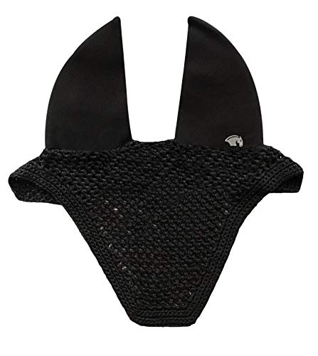 Plughz Horse Sound Off 2 Ear Net, Soundless Bonnet, Black, Pony/Cob Size