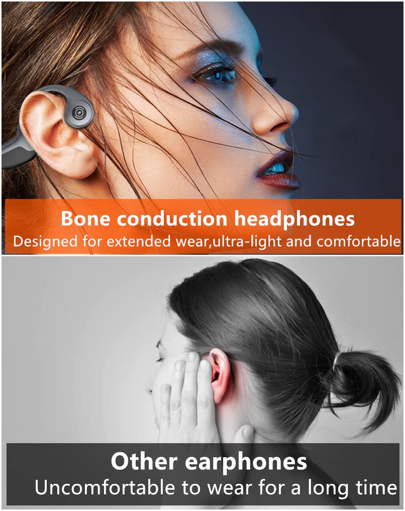 Sainyer Bone Conduction Headphones Bluetooth 5.0,Wireless Open Ear Headphones with Built-in Mic,Sweatproof Sports Headset for Running and Workouts (Grey)