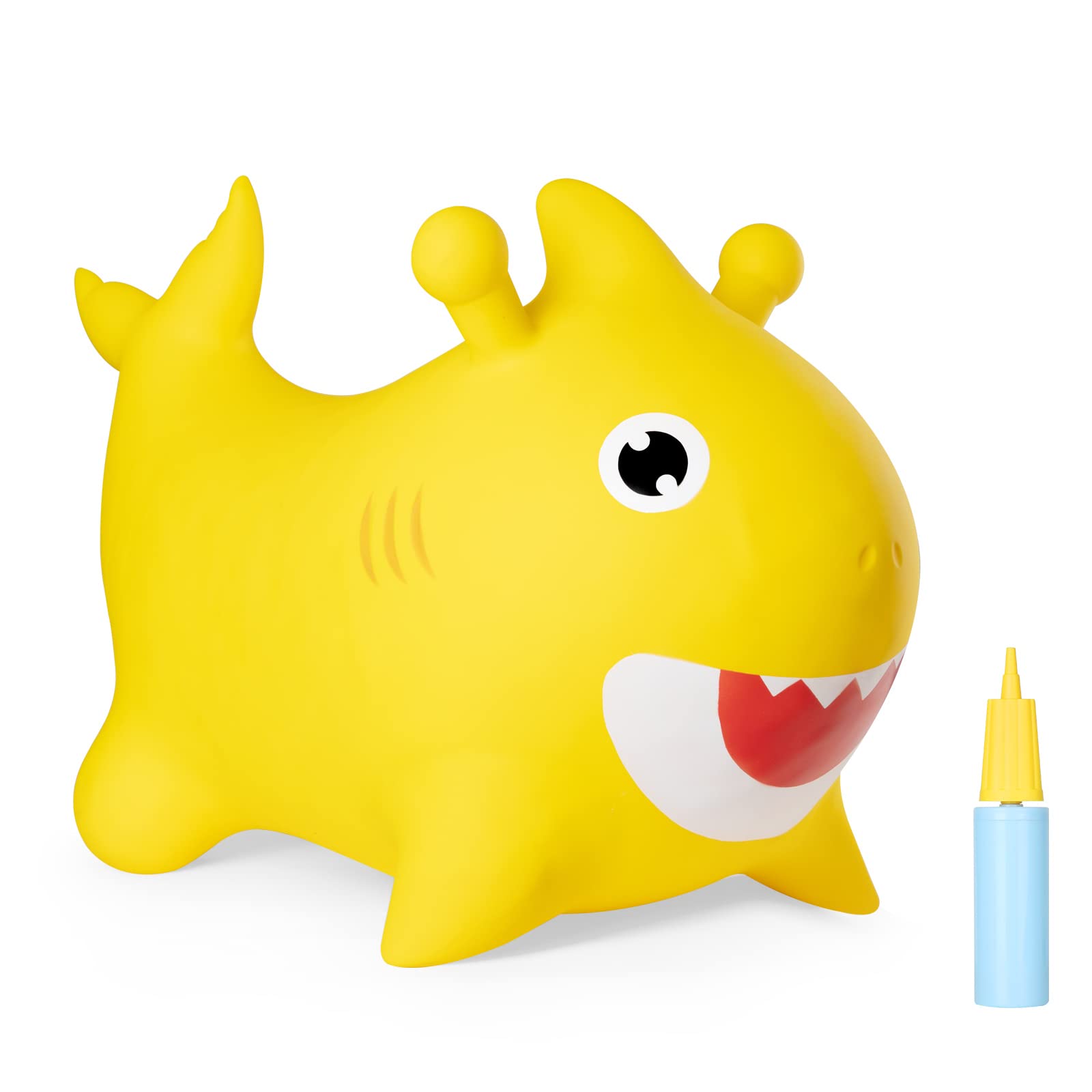 INPANY Baby Shark Toys for 2 Year Old Boy, Bouncy Animals for Toddler, Inflatable Hopper Ball, Outdoor Indoor Ride on Rubber Hopping Horse Bouncer, Cool Birthday Gifts 3 4 Year Old Girl Decorations