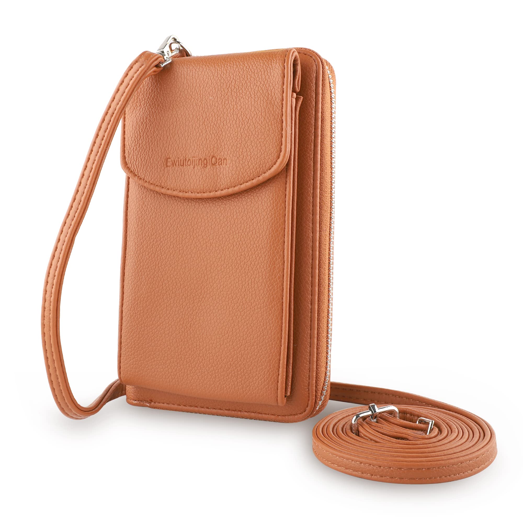 EwiutoijngiQan PU Ladies Leather RFID Blocking Crossbody Mobile Phone Bag Ladies Wallet, Fashion One Shoulder Strap Bag