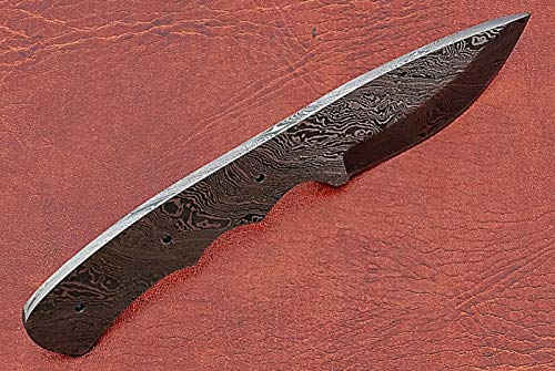 6.75 inches Long Spear Point Blank Blade Skinning Knife, Hand Forged Damascus Steel 3.5" Scale Space with 3 Pin Hole Space, 3 inches Cutting Edge