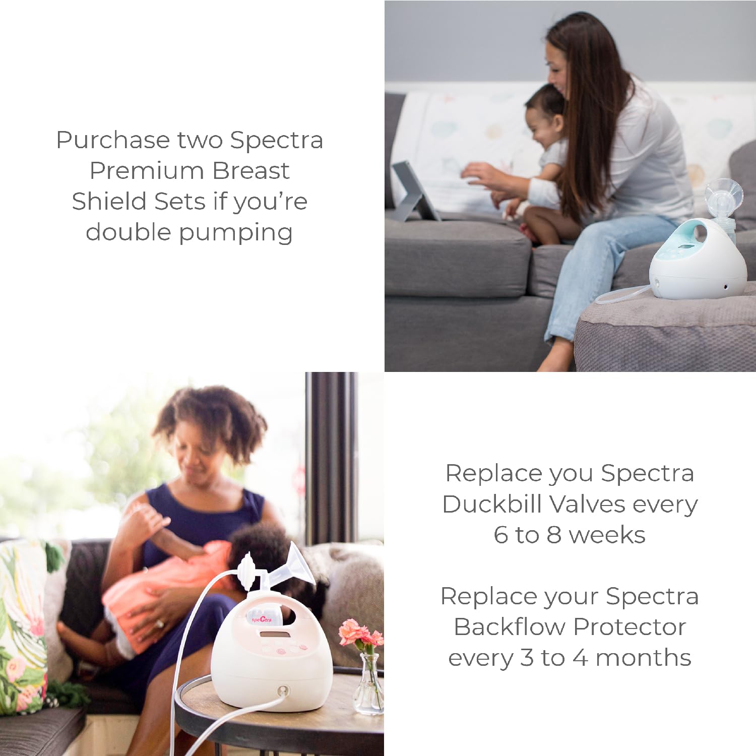 Spectra - Premium Breast Milk Pump Accessory Kit with Baby Bottles - Large 28mm - Breast Pump Accessories