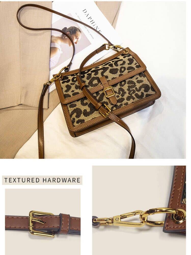 Leopard Print Purse Cheetah Crossbody Shoulder Bag Vegan Leather Handbag for Women