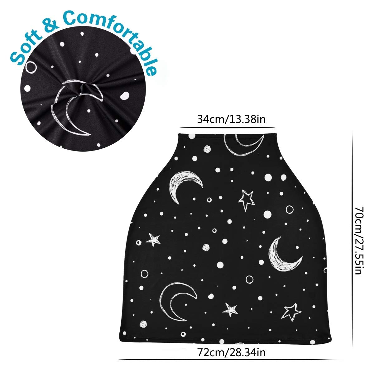 Nursing Cover Breastfeeding Scarf Night Sky Moon Stars - Baby Car Seat Covers, Stroller Cover, Carseat Canopy (11eb11i)