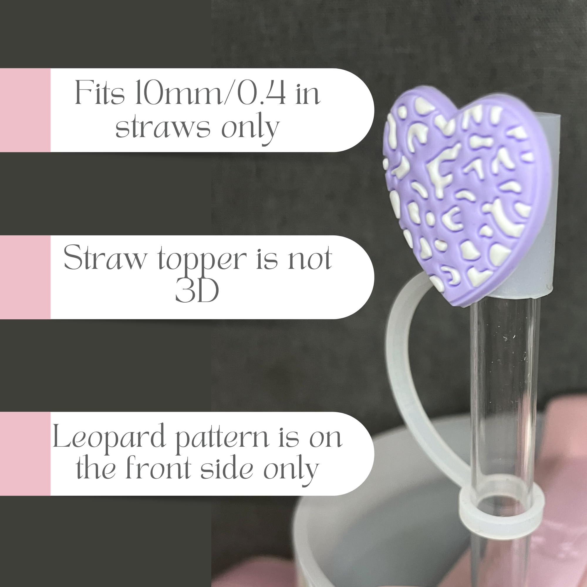 4 PCS Stanley Straw Cover Cap for Stanley Cup Straw Topper pack of 10mm, Cute Heart Straw Covers, 40 Oz Straw Caps Stanley Cup Tumblers Accessories
