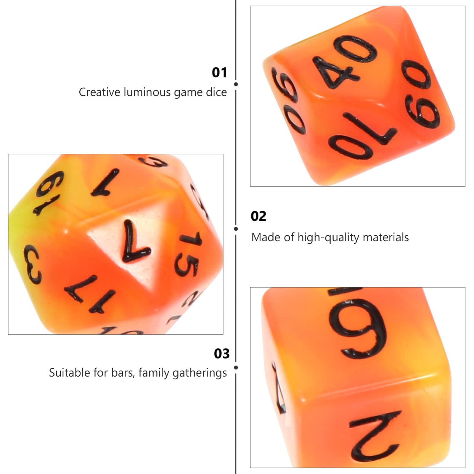 Glow in The Dark Dice Polyhedral Dice Set for RPG Farkle Bunco Teaching Math Table Board Game, Glowing Orange, 7 Pack