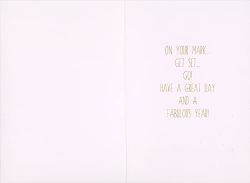 Pictura Four Racing Runners : Gold Foil Dots Birthday Card