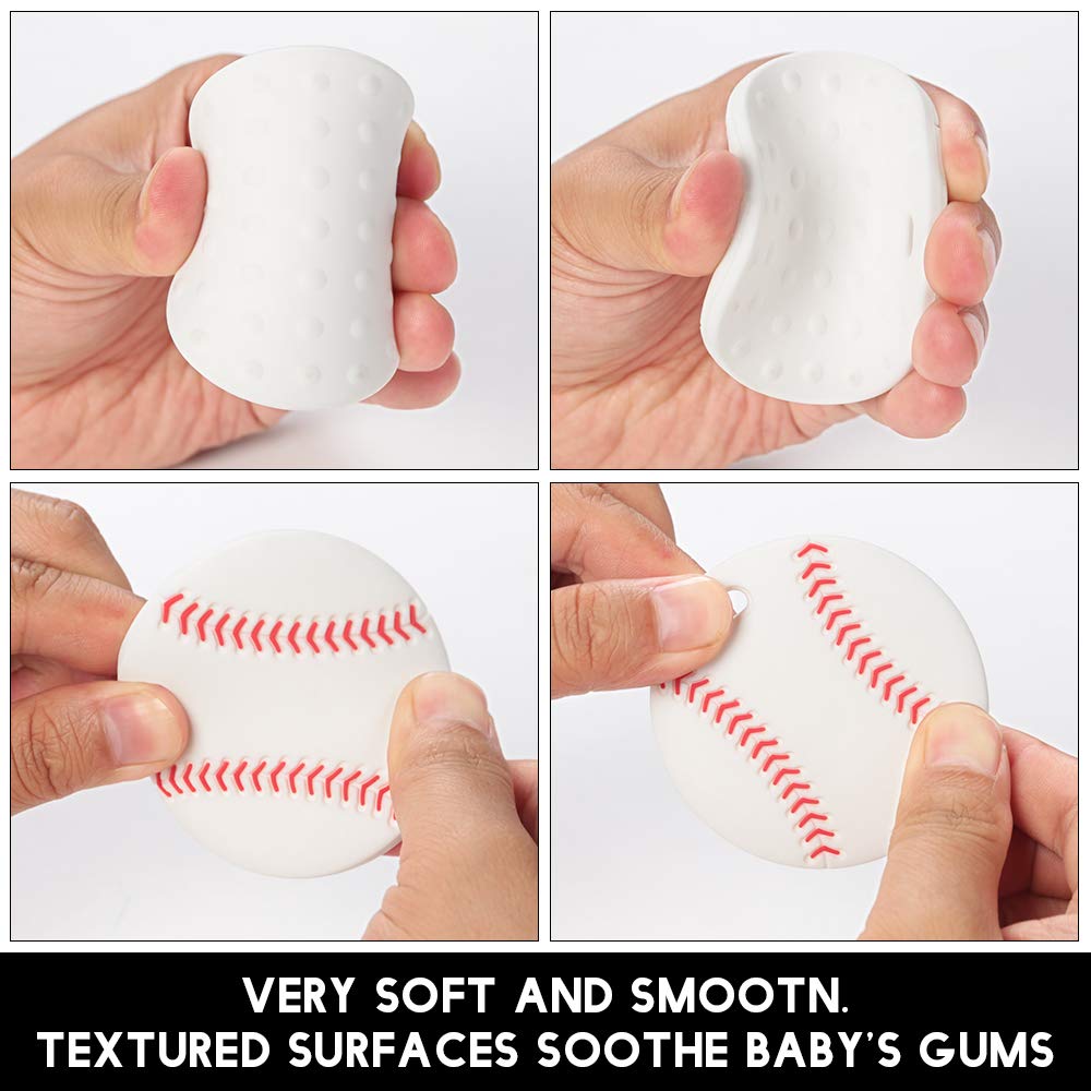 Baby Sport Teething Toys,BPA Free Food Grade Silicone Teether,Highly Effective Pain Relief for Boy and Girl,Freezer Safe Teething Egg (Baseball)