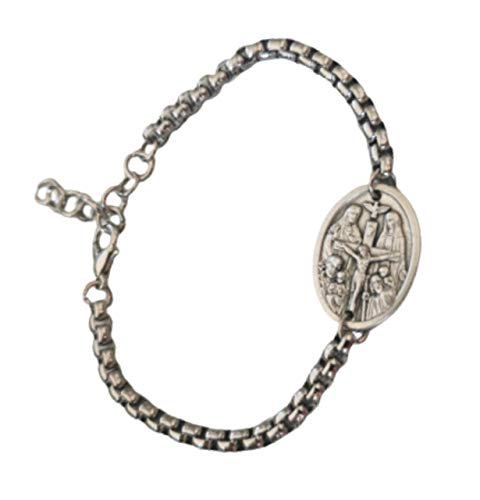 Adjustable Catholic Scapular Medal Bracelet - Stainless Steel Chain - MedjugorjeStoneGifts