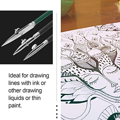 HEALLILY Line Drawing Pen Art Ruling Pen Adjustable Straight Line Pen Drawing Pen for Technical Drawing Cartography Lines Applying Masking Fluid Line Work 3pcs Rolling Ink Pen