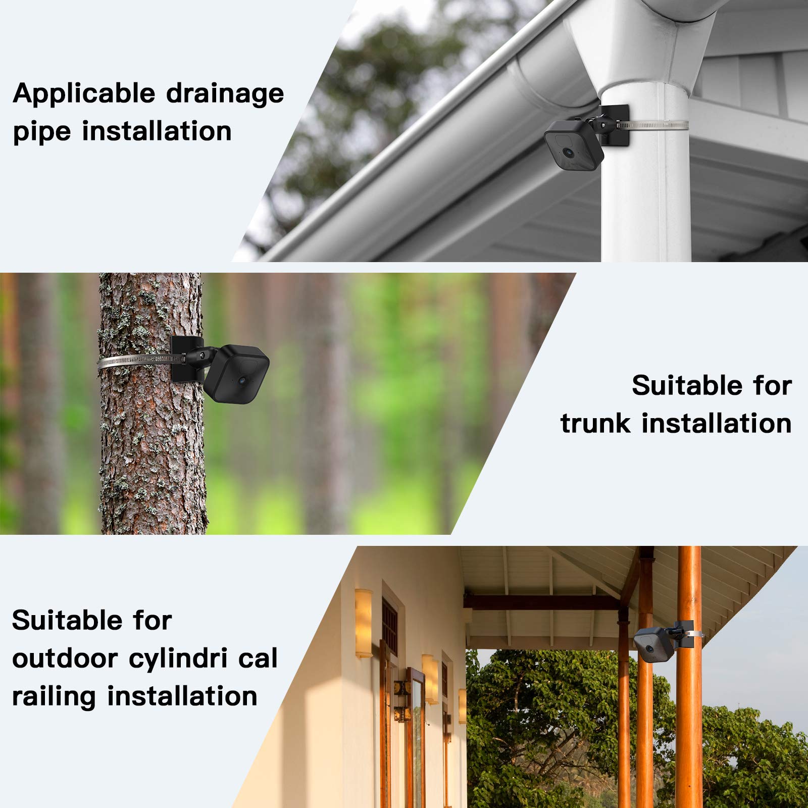 Blink Camera Pole Mounting Bracket, Lyeiaa All-New Blink Outdoor Blink XT2 Wall Mount Bracket Holder, Applicable Pipe Diameter Size 1.18-7.87 inch (30mm-200mm) (1 Pack-Black)