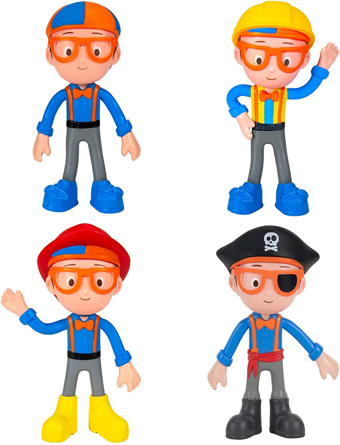 Blippi Bendable Toy Bundle - 2 Blippi Action Figure Bendable Toys for Kids (Styles May Vary) | Blippi Party Favors with Stickers | Blippi Bendable Action Figures