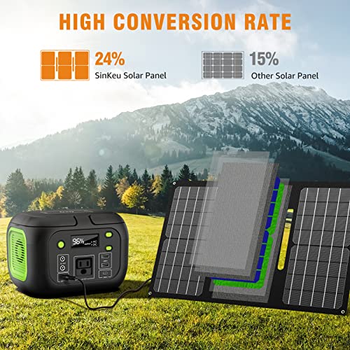 30W Foldable Solar Panel for Portable Power Station, Portable Solar Charger with Multiple Outputs DC/USB for Generator, iPhone, iPad, Samsung and Outdoor Camping