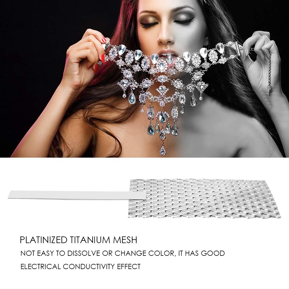 Platinized Anode, Rhodium Jewelry Plating Plater Tool Mesh with Handle, Mesh Platinized Anode Rhodium Palladium Platin Anode,Silver Plating for Jewelry
