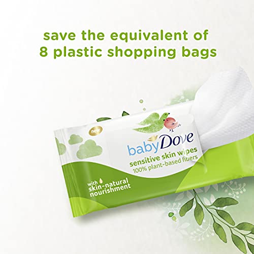 Baby Dove Baby Wipes for Sensitive Skin with 100% Plant-Based Fibers Hypoallergenic 63 Wipes 12 Pack