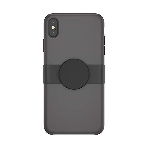 PopSockets Phone Grip Slide for Phones and Cases, Sliding Phone Grip with Expanding Kickstand, PopSlide for Apple Silicone Case, iPhone Xs Max - Black Haze