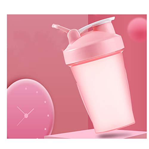 Blender Shaker Bottle w. Classic Loop Top & Stainless Whisk Ball-Perfect for Protein Shakes and Pre Workout (16 Oz-400ML, Pink/Pink Cup)