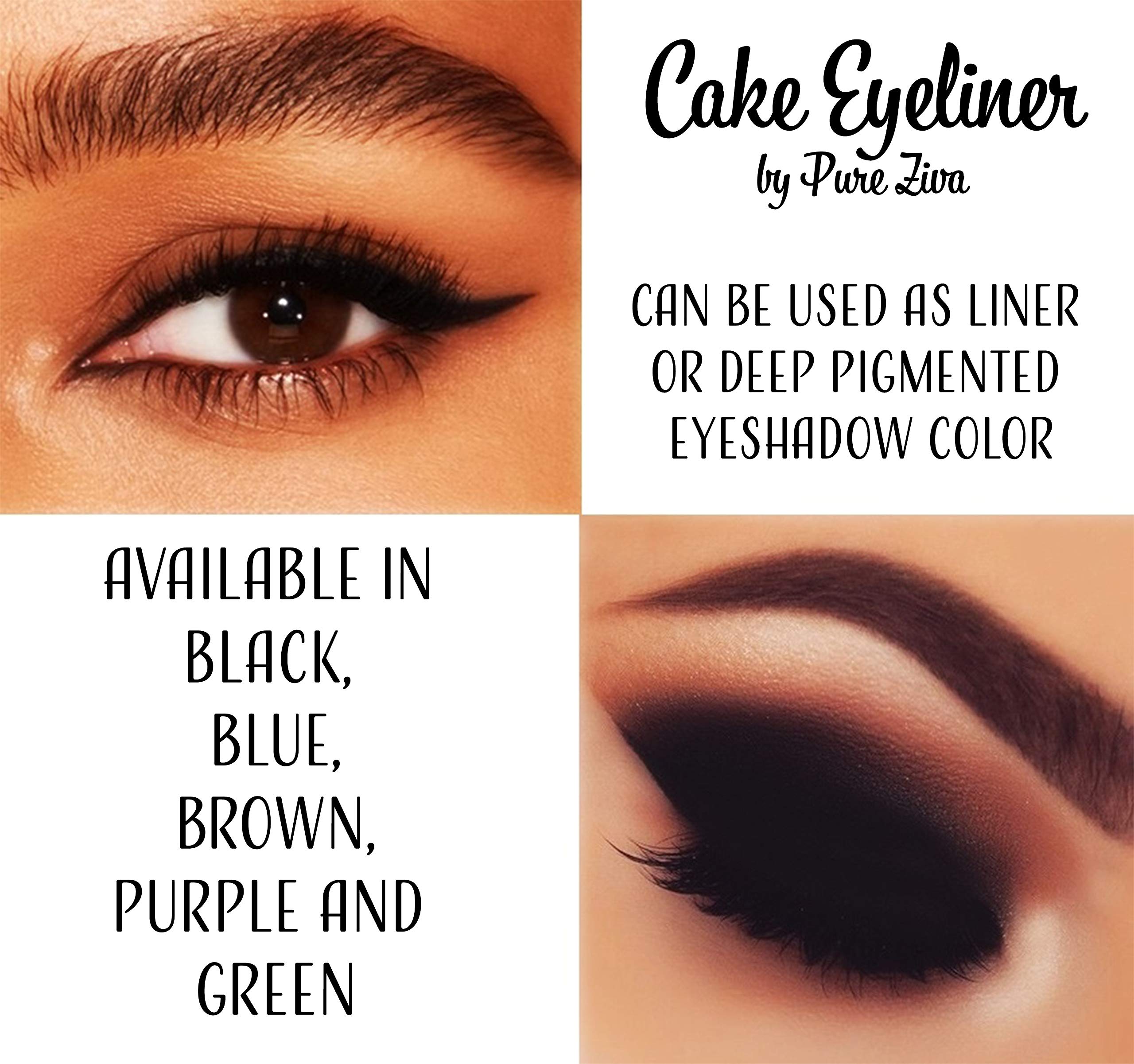 Pure Ziva Matte Forest Emerald Green Cake Eyeliner & Pressed Eyeshadow, Water Activated Powder; Gluten & Cruelty Free