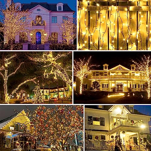 2-Pack Solar String Lights Outdoor, 200 LED Extra-Long 72FT Waterproof Solar Christmas Lights with 8 Lighting Modes, Solar Tree Lights for Xmas Party Wedding Garden Yard Home Decorations (Warm White)