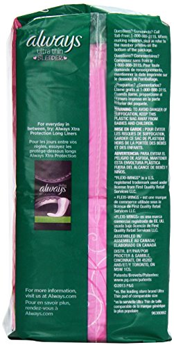 Always Ultra Thin Feminine Pads for Women, Slender FlexiWings, 36 Count
