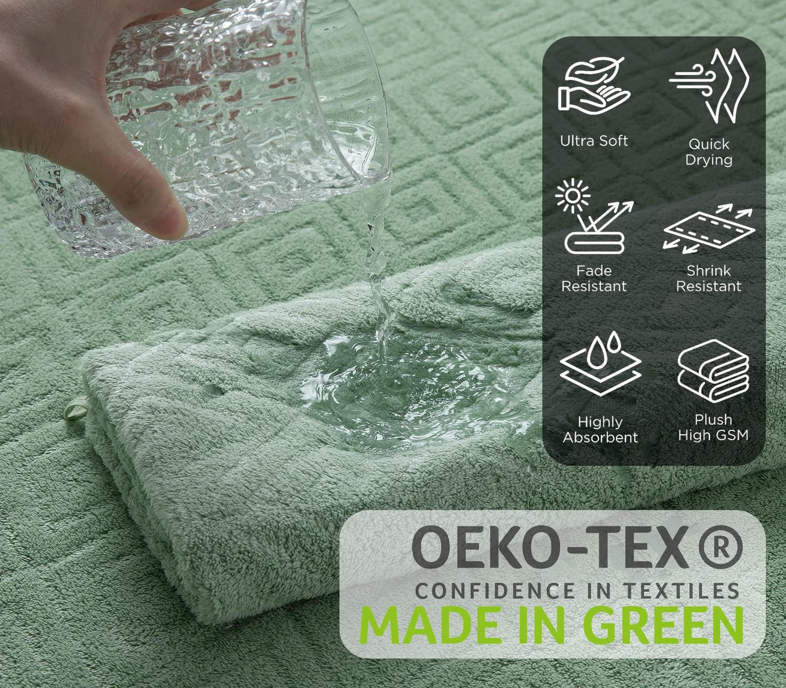 4 Piece Bath Towel Oversized Bath Sheet 35"x70" Bathroom Towel Extra Large Bath Towel Set Soft Highly Absorbent & Quick Dry Premium Bath Towel for Bathroom 700GSM Shower Towel Spa Gym Hotel,Green