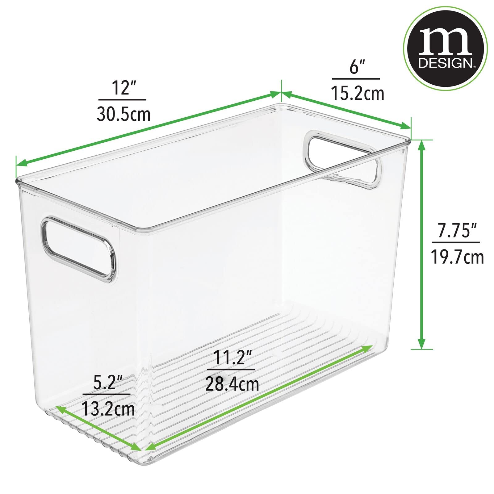 mDesign Plastic Storage Organizer Bin for Household Organization in Cabinets, Closets, or inside any Cubby Storage Organizer, Holds Craft Supplies, Linens, or Toys, Ligne Collection, 2 Pack, Clear