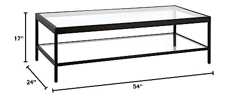 Henn&Hart 54" Wide Rectangular Rectangular Coffee Table in Blackened Bronze, Modern Rectangular Coffee Tables for living room, studio apartment essentials