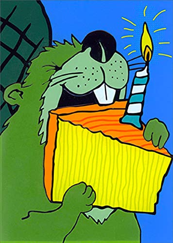 Avanti Press Beaver Eating Large Slice of Cake A-Press Funny Birthday Card
